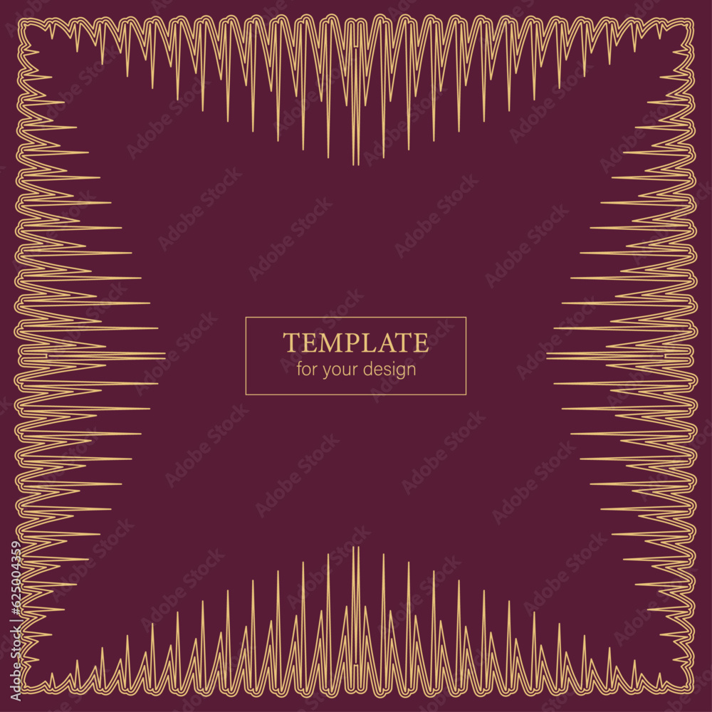 Abstract square frame with dynamic curved lines. Frame with sharp wavy ...