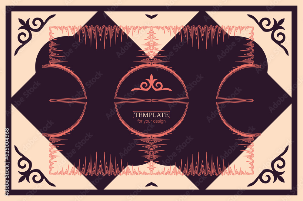 Abstract Rectangular Frame with dynamic curved lines. Frame with sharp ...