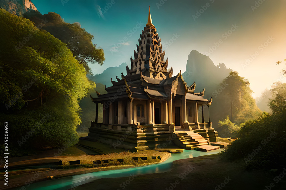 Ancient Ta Promh temple in the jungle, background AI generated ...