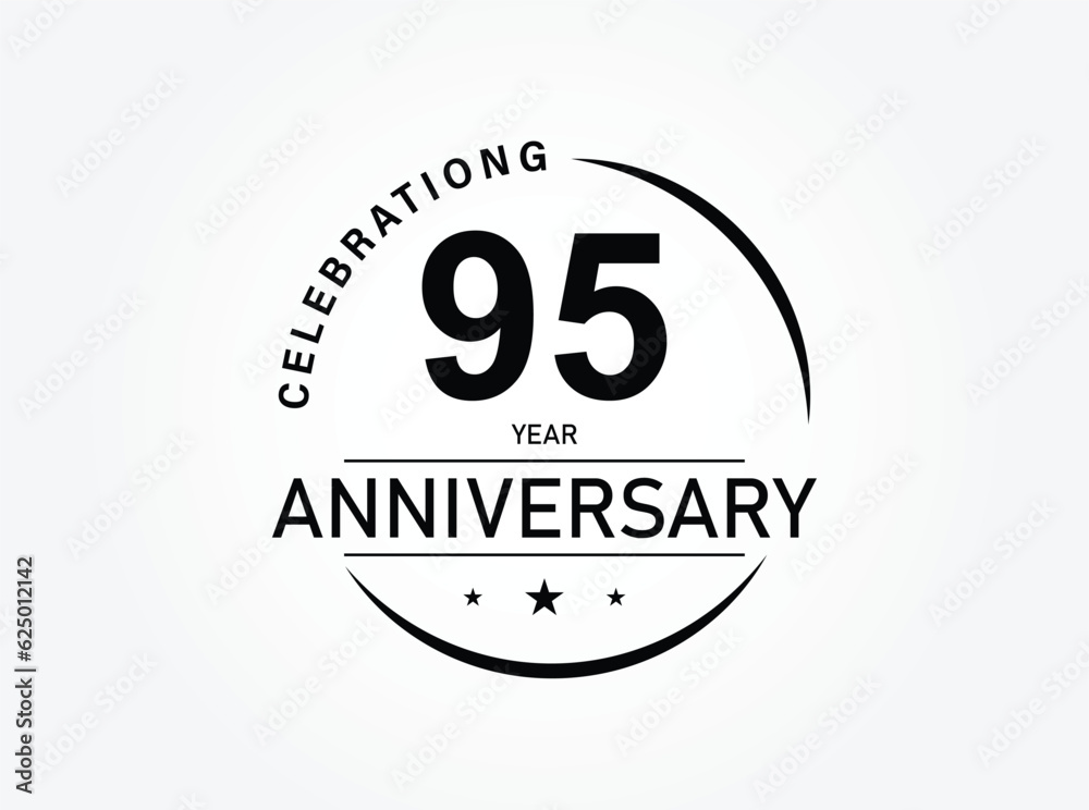 95 years anniversary logo template isolated on white, black and white ...