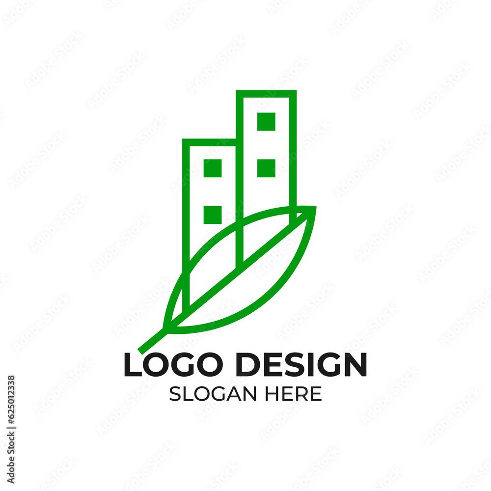 The Green Building logo design seamlessly combines the leaf and ...