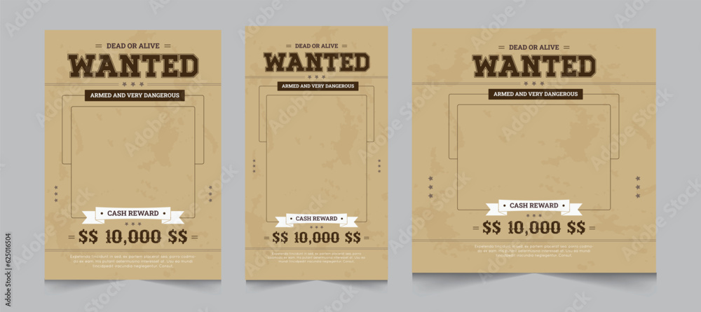 Vetor de Set of wanted poster design for facebook, instagram feed and ...