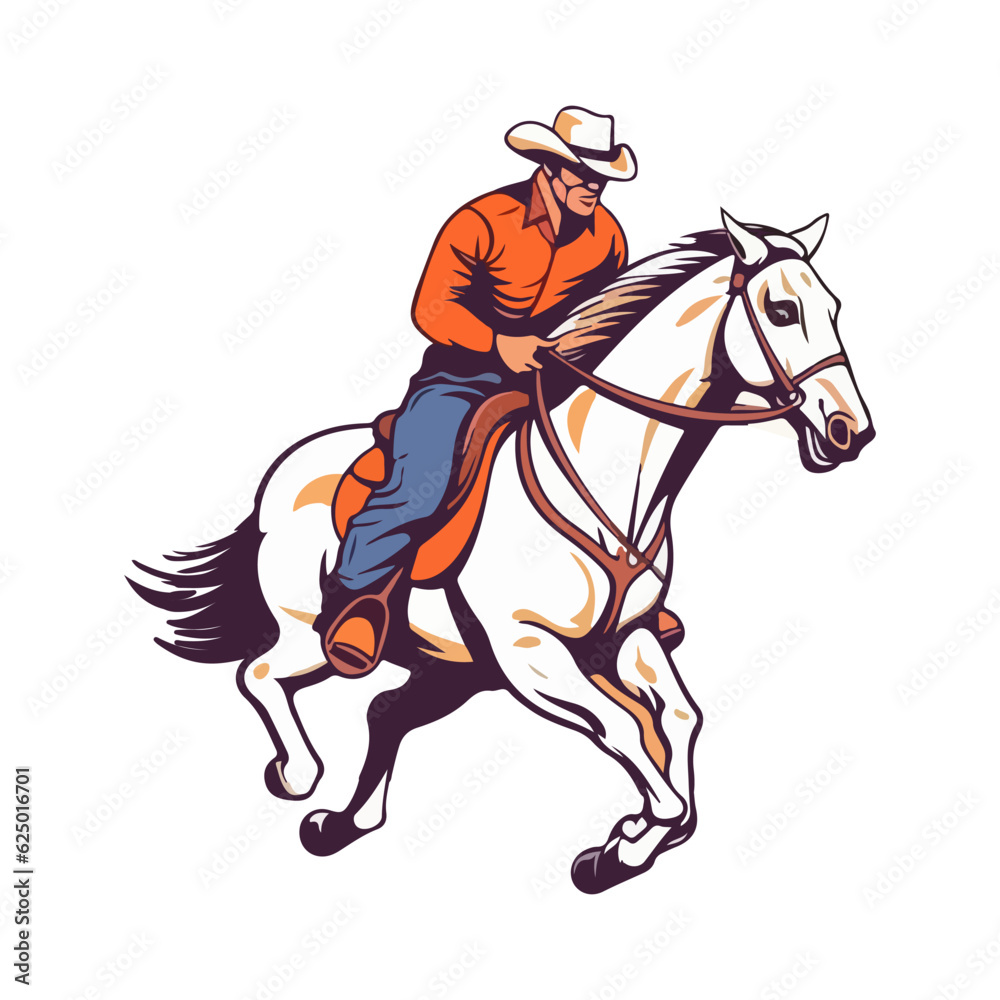 cowboy riding horse vector Stock Vector | Adobe Stock