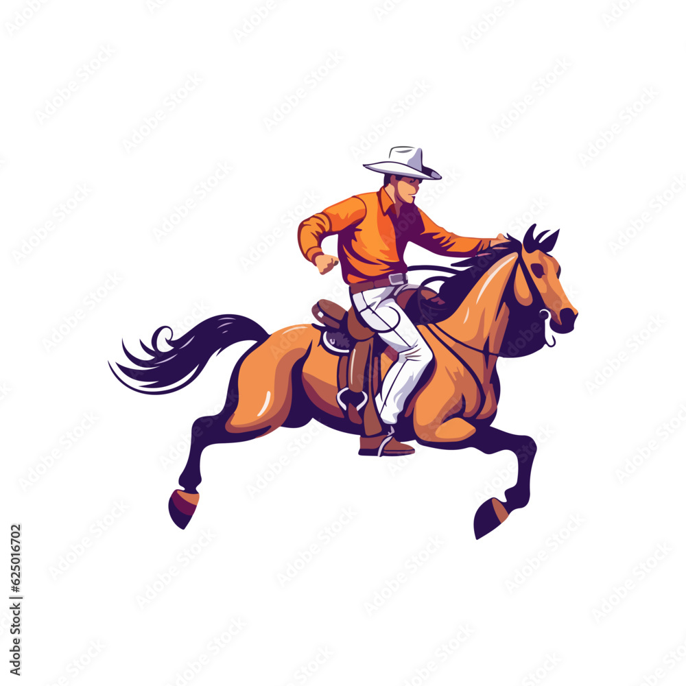 cowboy riding horse vector Stock Vector | Adobe Stock