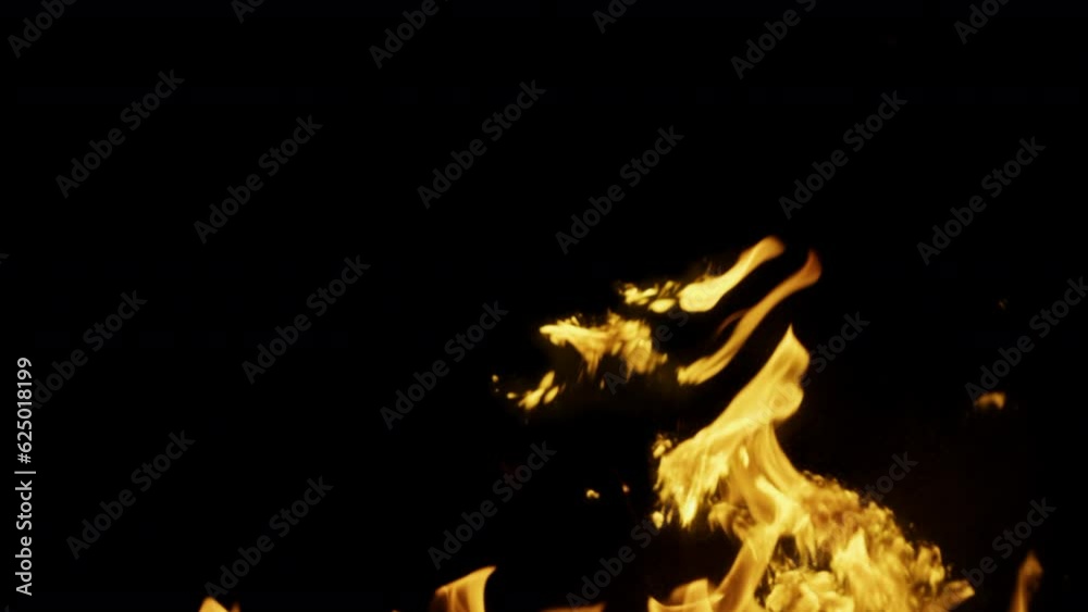 4k Slow Motion Shot Fire Flames Isolated on Black Background moving ...