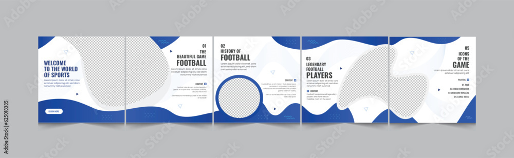 Sports instagram carousel template, set of editable social media ...