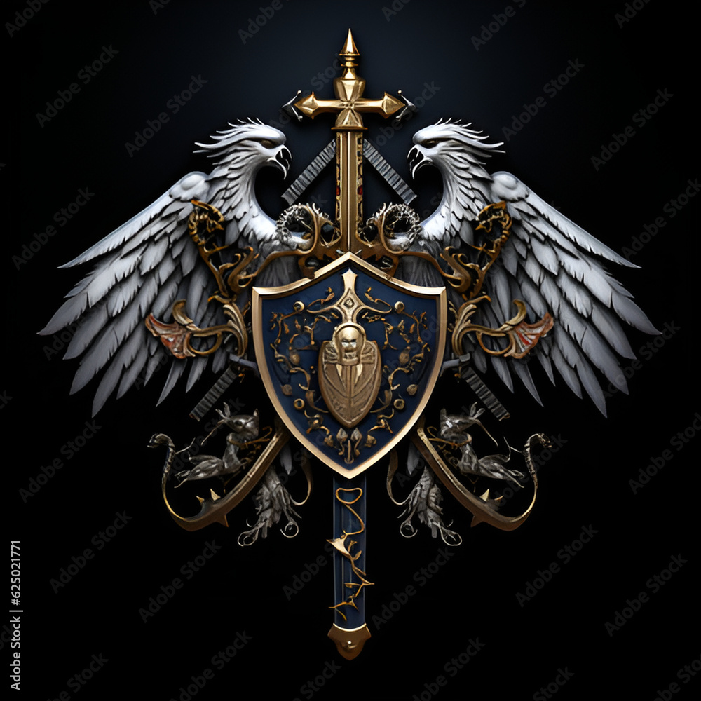 Coat of arms with sword motif | Generative AI Stock Illustration ...