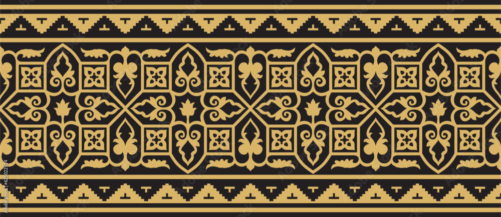 Vector golden seamless Byzantine border, frame. Endless Greek pattern ...