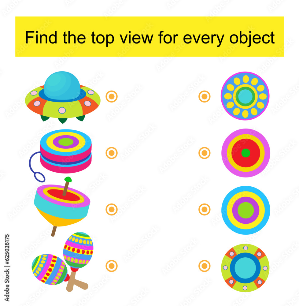 Educational game for kids. Need to find the top view for every object ...