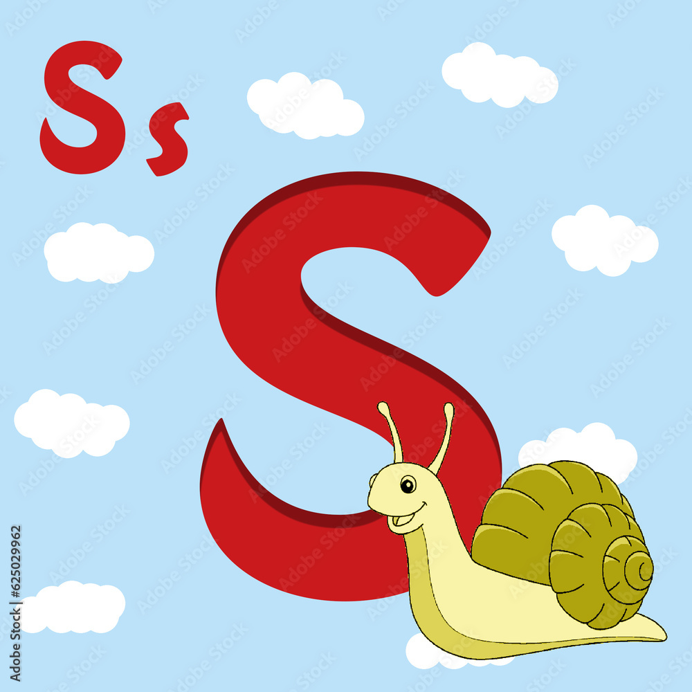 s for snail alphabet letter s, ABC TO Z ,Colorful animal English ...