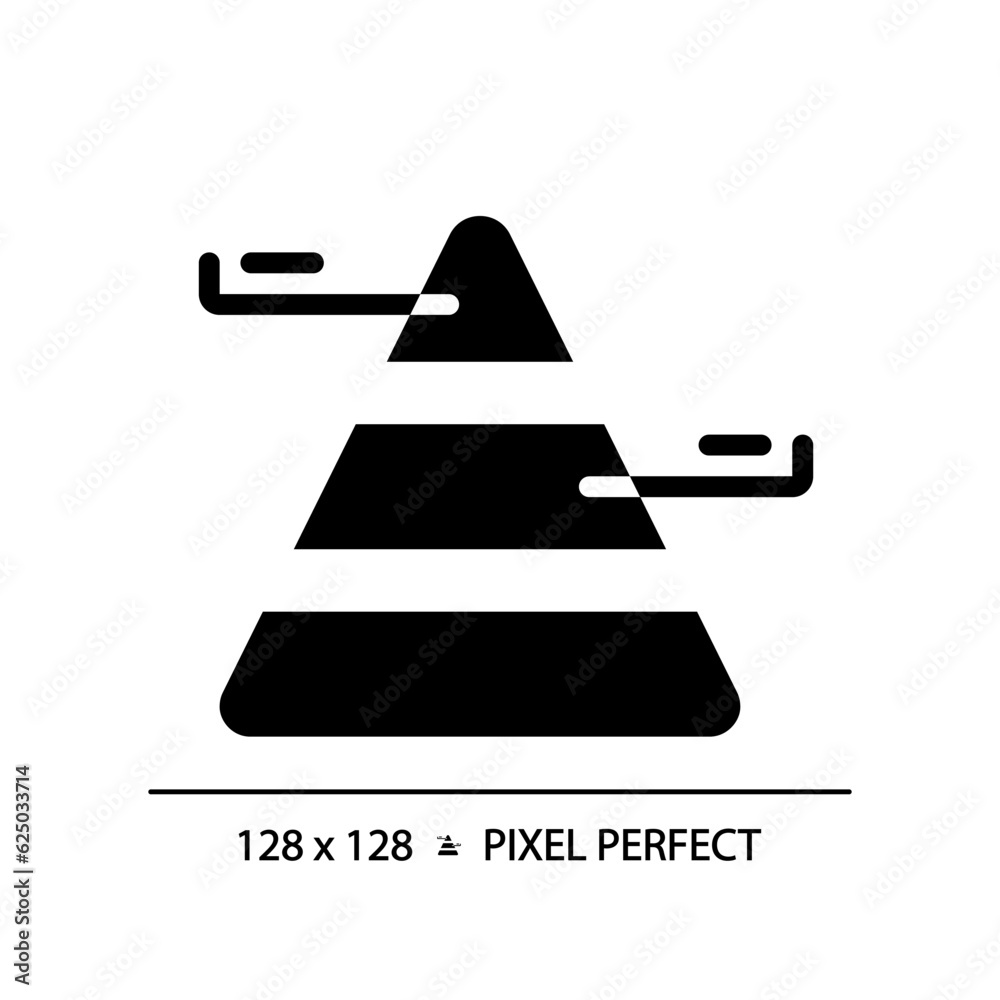 Pyramid chart black glyph icon. Population demographic. Triangle chart ...
