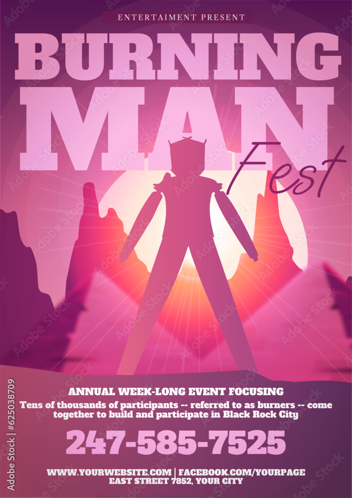 Burning Man Festival Poster Template เวกเตอร์สต็อก | Adobe Stock