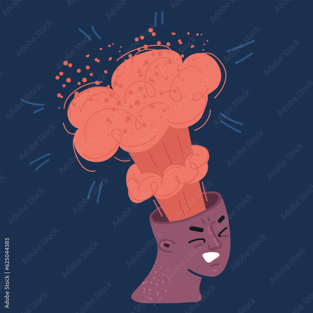 Cartoon vector illustration of Mind blowing concept with human head ...