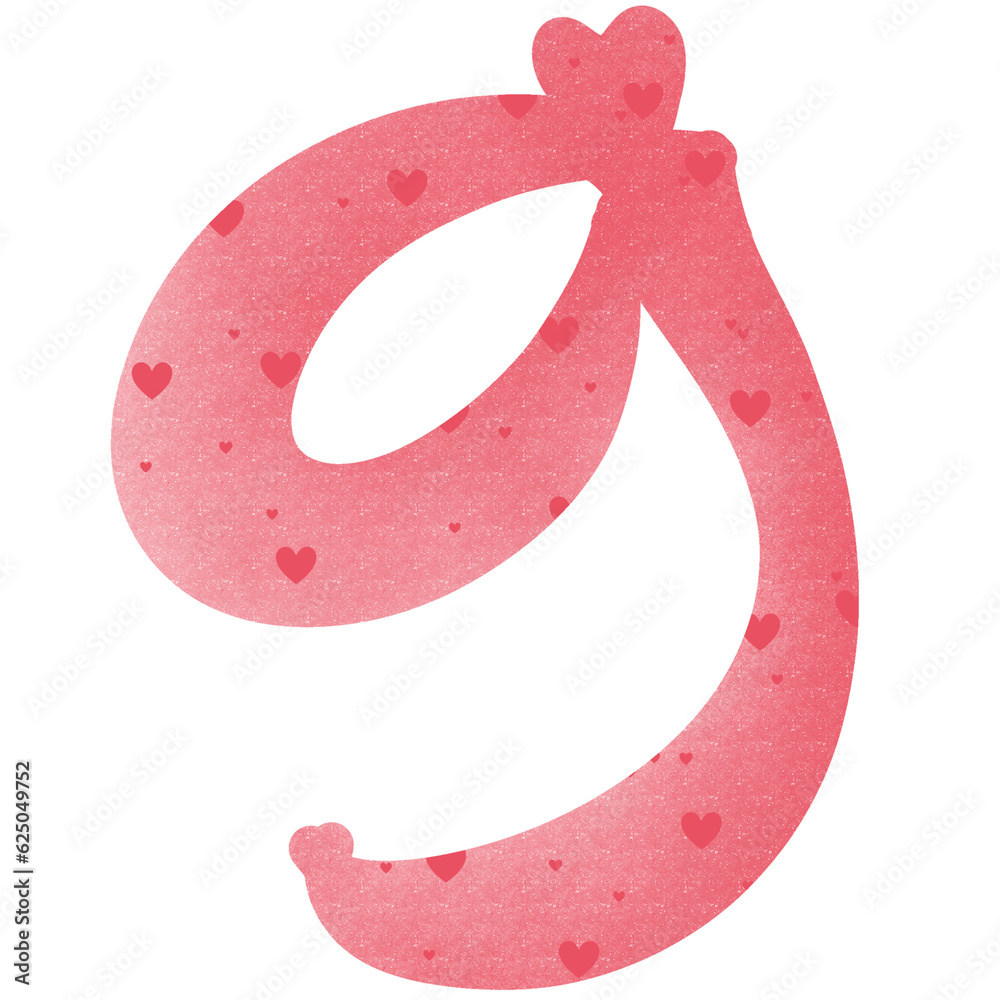 number nine with red heart on transparent background.1 Stock ...