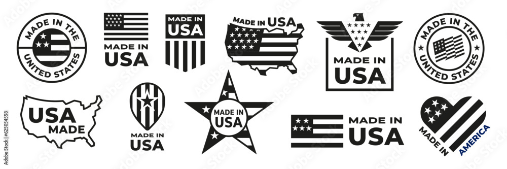 Made in usa seal badges. American labels. American quality product ...