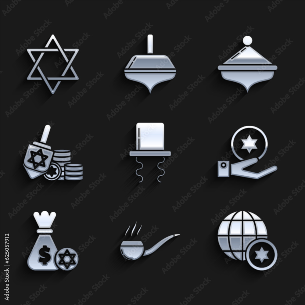 Vecteur Stock Set Orthodox jewish hat with sidelocks, Smoking pipe ...