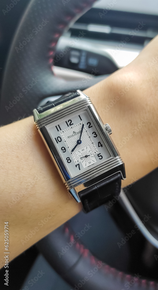 BANGKOK, THAILAND - JULY 3 : Jaeger-leCoultre Reverso classic rectangle ...