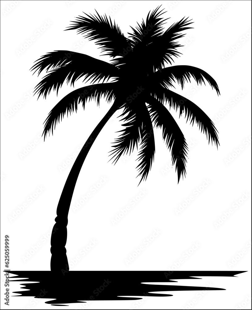 coconut tree silhouette vector illustration Stock Vector | Adobe Stock