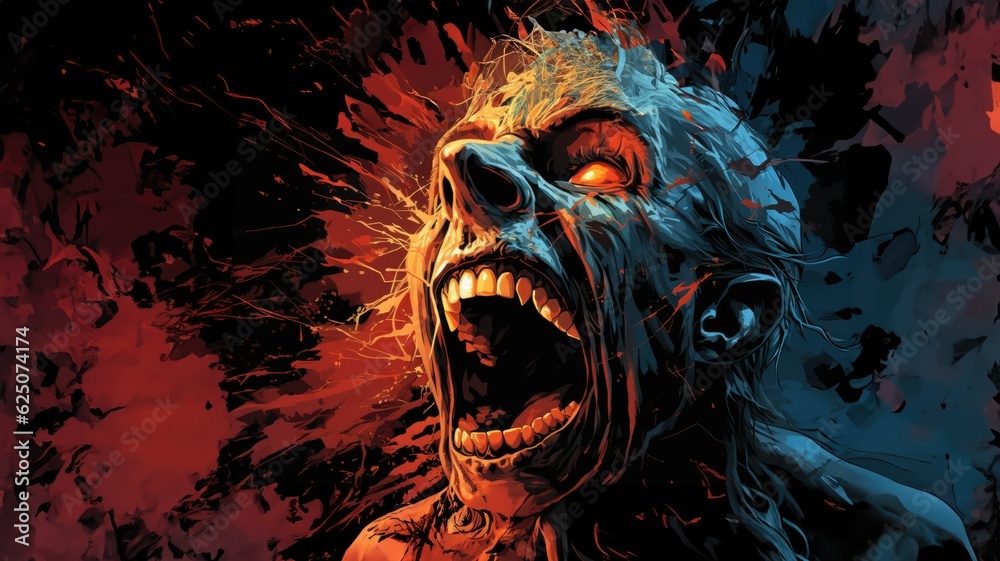 Mad crazy rotting undead zombie male filled with unstoppable explosive ...