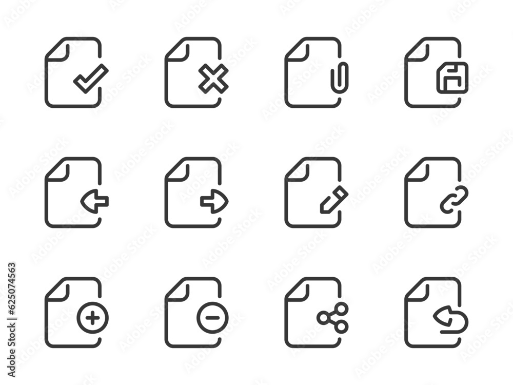Document vector line icons. File data and Configurations outline icon set. Stock 벡터 | Adobe Stock