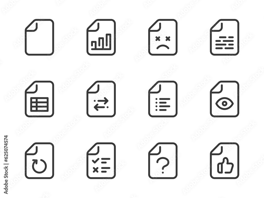 Document and File type vector line icons. Data and File Configurations ...