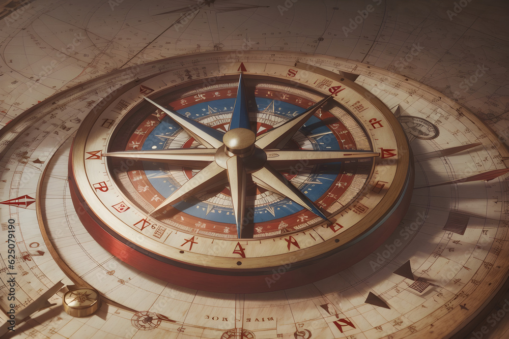 Embark on an adventurous journey with a realistic old compass on a map ...