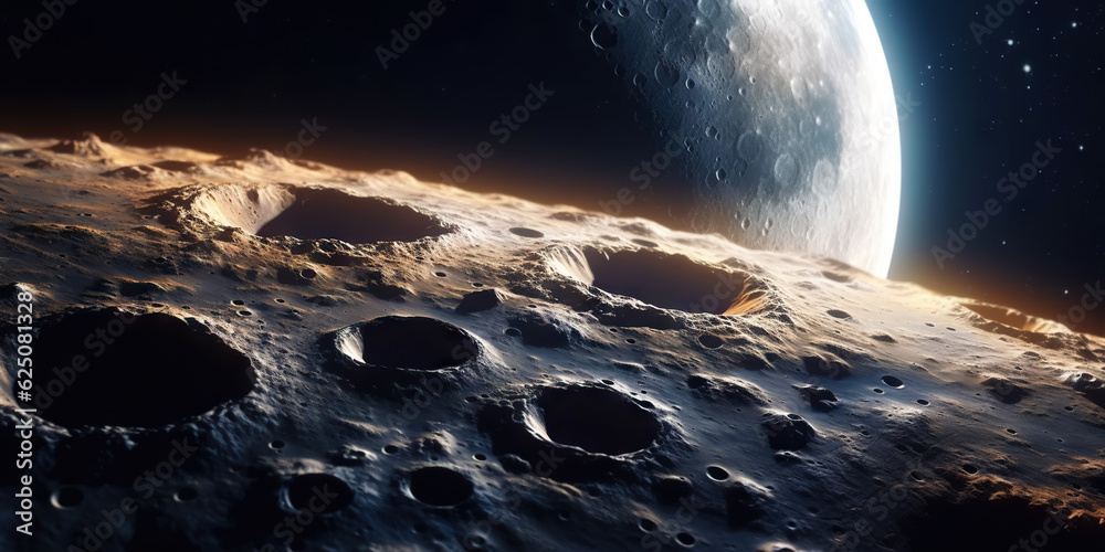Moon surface with craters and space background. Universe beauty ...