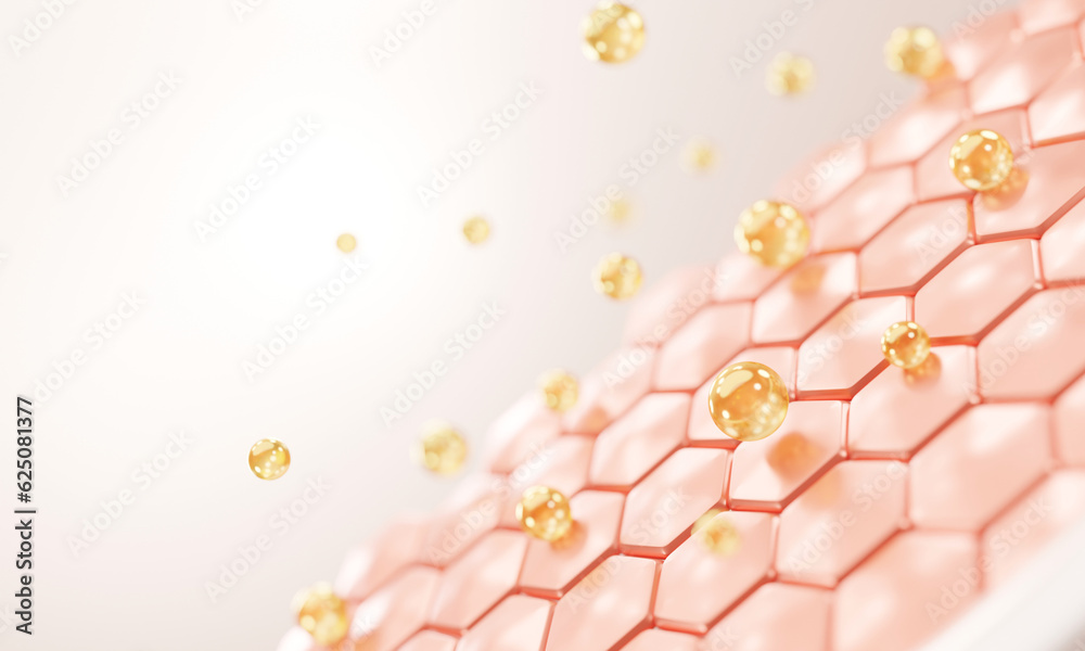 3D Collagen Skin Serum and Vitamin illustration isolated on soft color ...