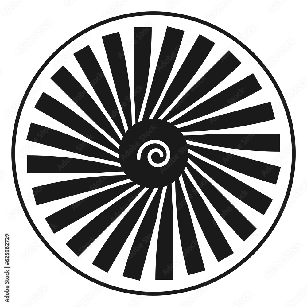 Rotating fan blades icon. Black jet engine impeller Stock Illustration ...