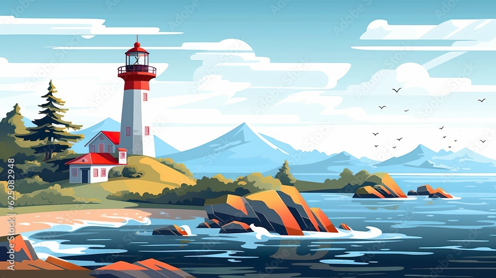 Abstract background lighthouses. Stunning lighthouse illustration set ...