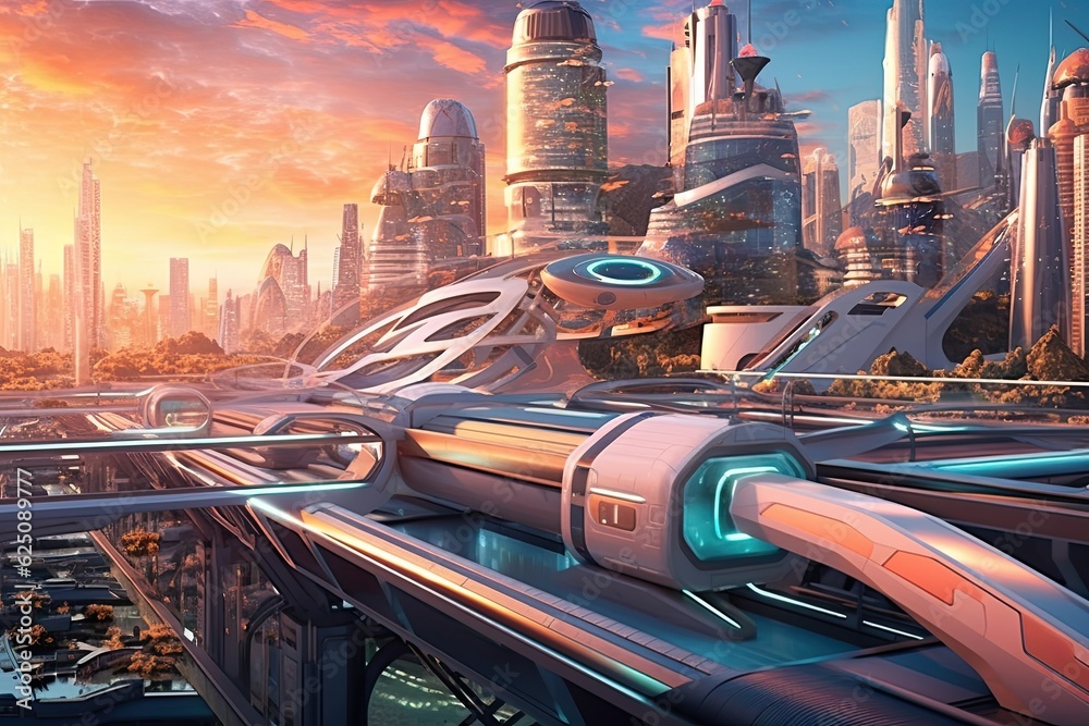 Futuristic Cityscape: Sleek Architecture and Urban Technological ...