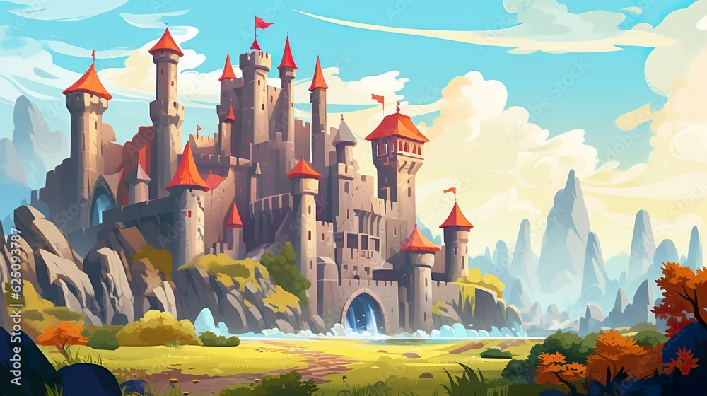 Abstract background medieval knights and castles. Creating of an ...