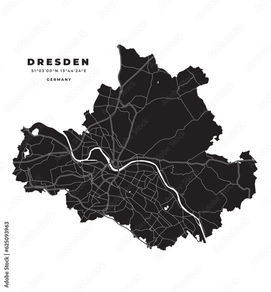 Dresden - Germany map vector poster flyer Stock Vector | Adobe Stock