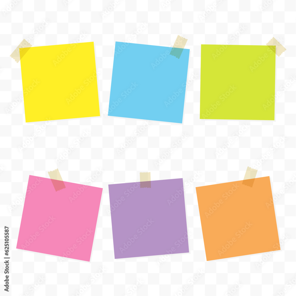 Colourful sticky notes paper icon set. Easily editable line art on ...
