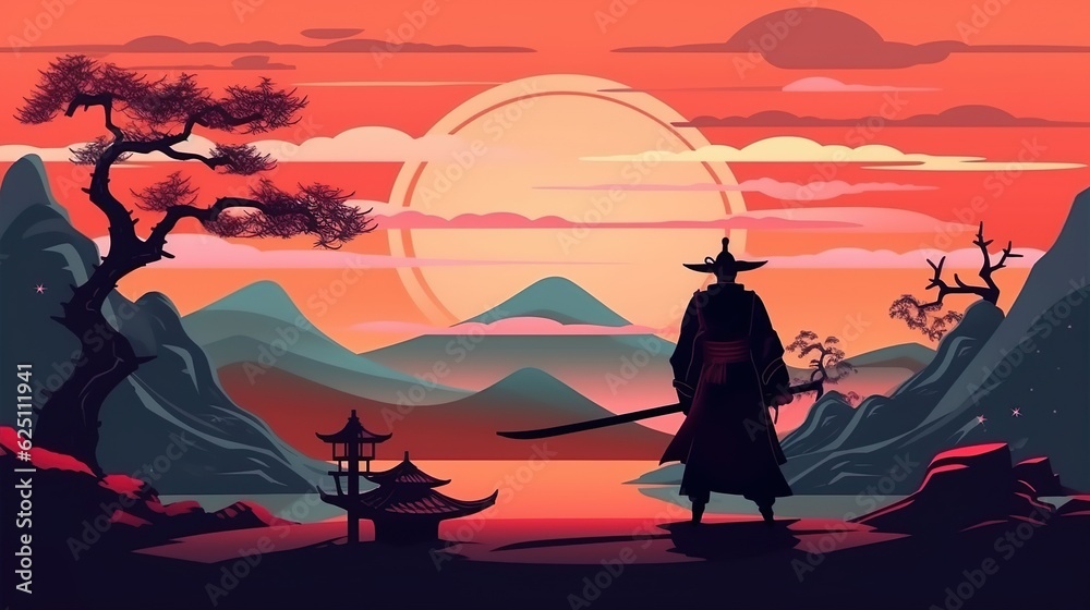 Abstract background Japanese samurai. Designing of a banner that ...