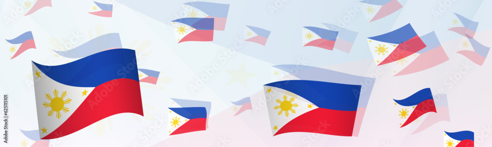 Philippines flag-themed abstract design on a banner. Abstract ...