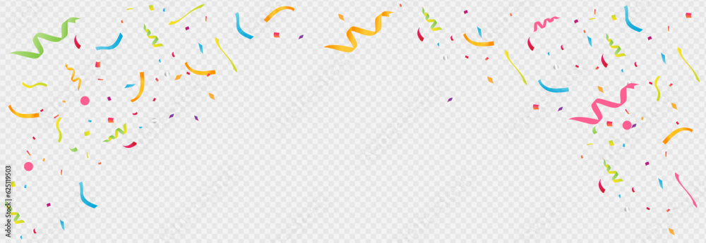colorful confetti border frame png vector illustration. birthday ...