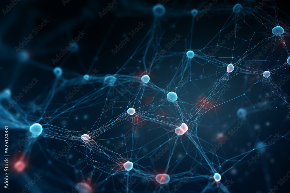An illustration of a network of molecules, forming a web-like structure ...