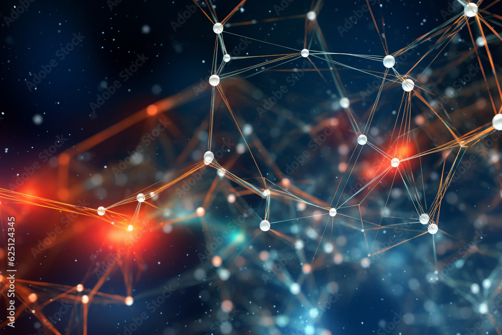 An illustration of a network of molecules, forming a web-like structure ...