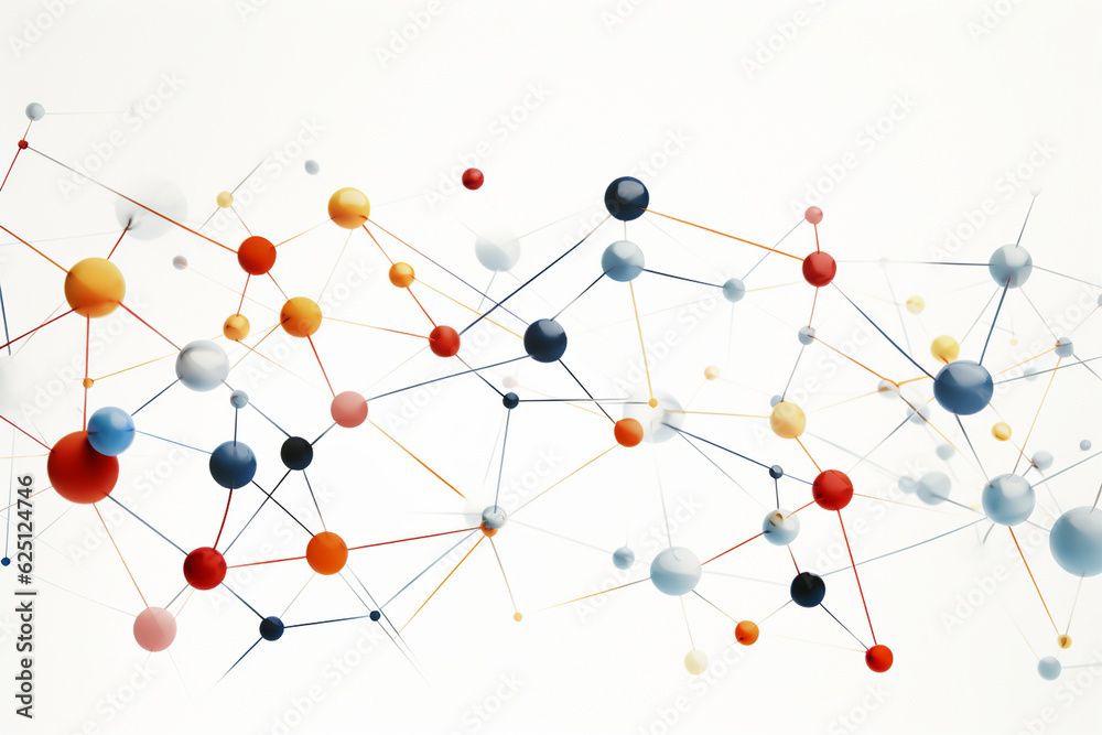 An illustration of a network of molecules on a white background ...