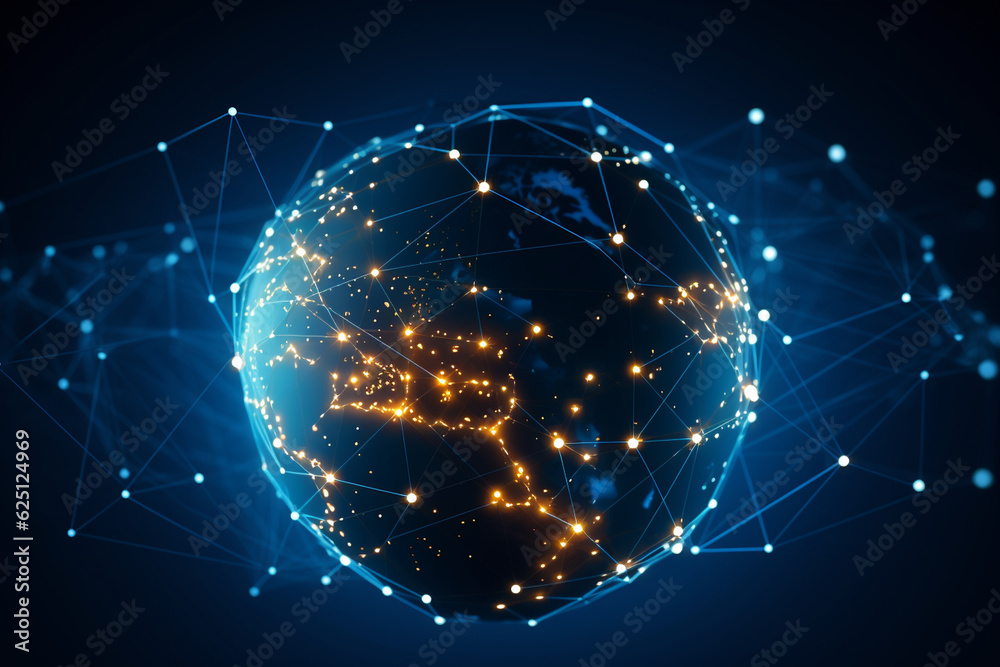 An illustration of a network of interconnected dots, forming the ...