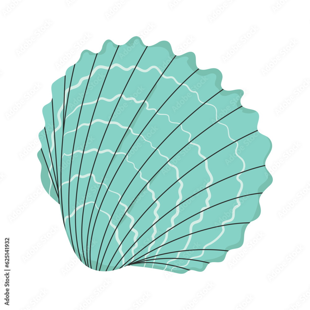 Sea shell, clam. Marine undersea mollusc. Scallop mollusk icon. Ocean ...