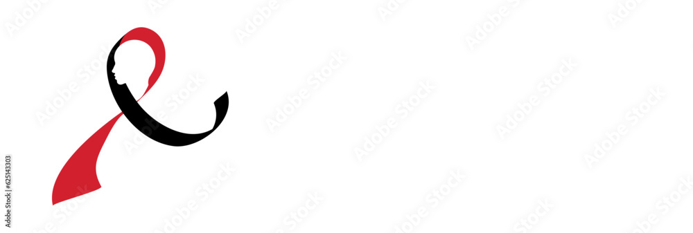 Sepsis Awareness ribbon with human head shape on white empty background ...