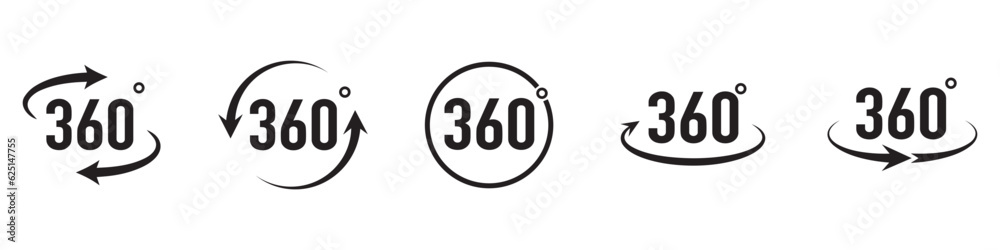 360 degrees arrow, rotate around set icon. Circle signs vertical ... 360 degrees arrow, rotate around set icon. Circle signs vertical ...