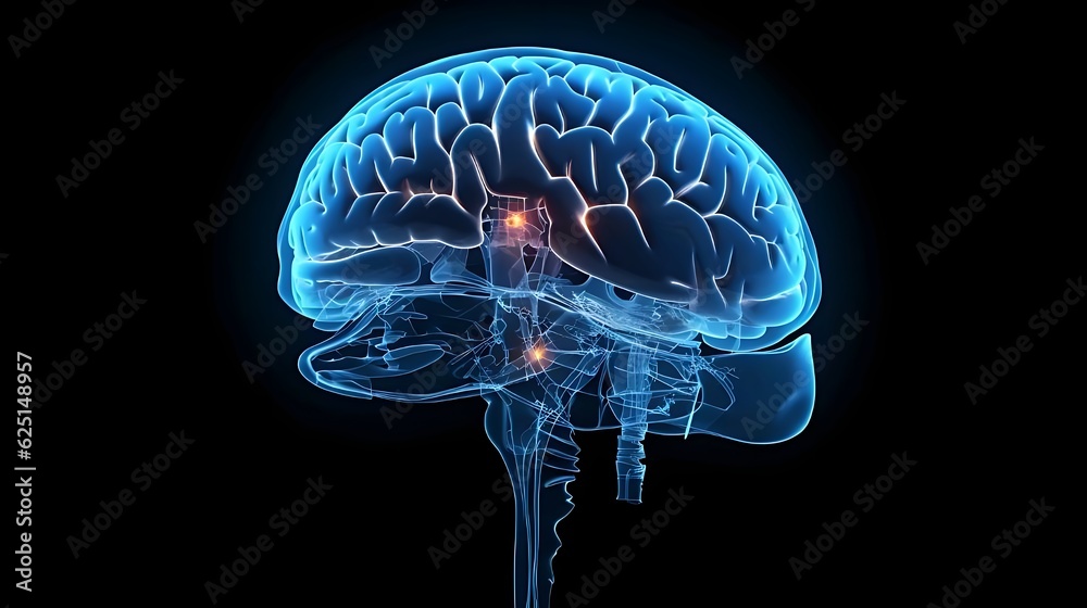 Brain anatomy x-ray with black background. 8k resolution Stock ...