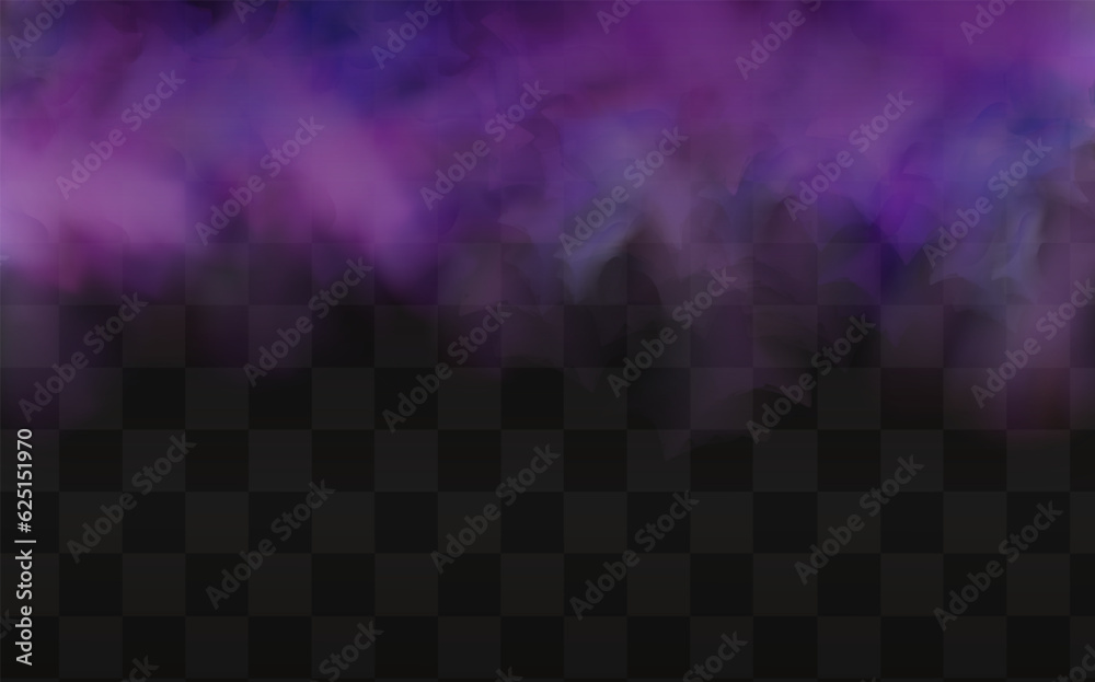 Realistic scary mystical fog in night Halloween. Purple poisonous gas ...