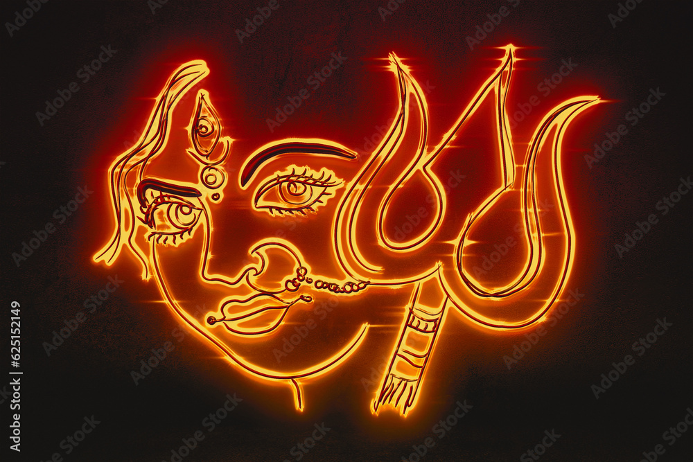 3D fire neon sign Goddesss Durga Maa Stock Illustration | Adobe Stock