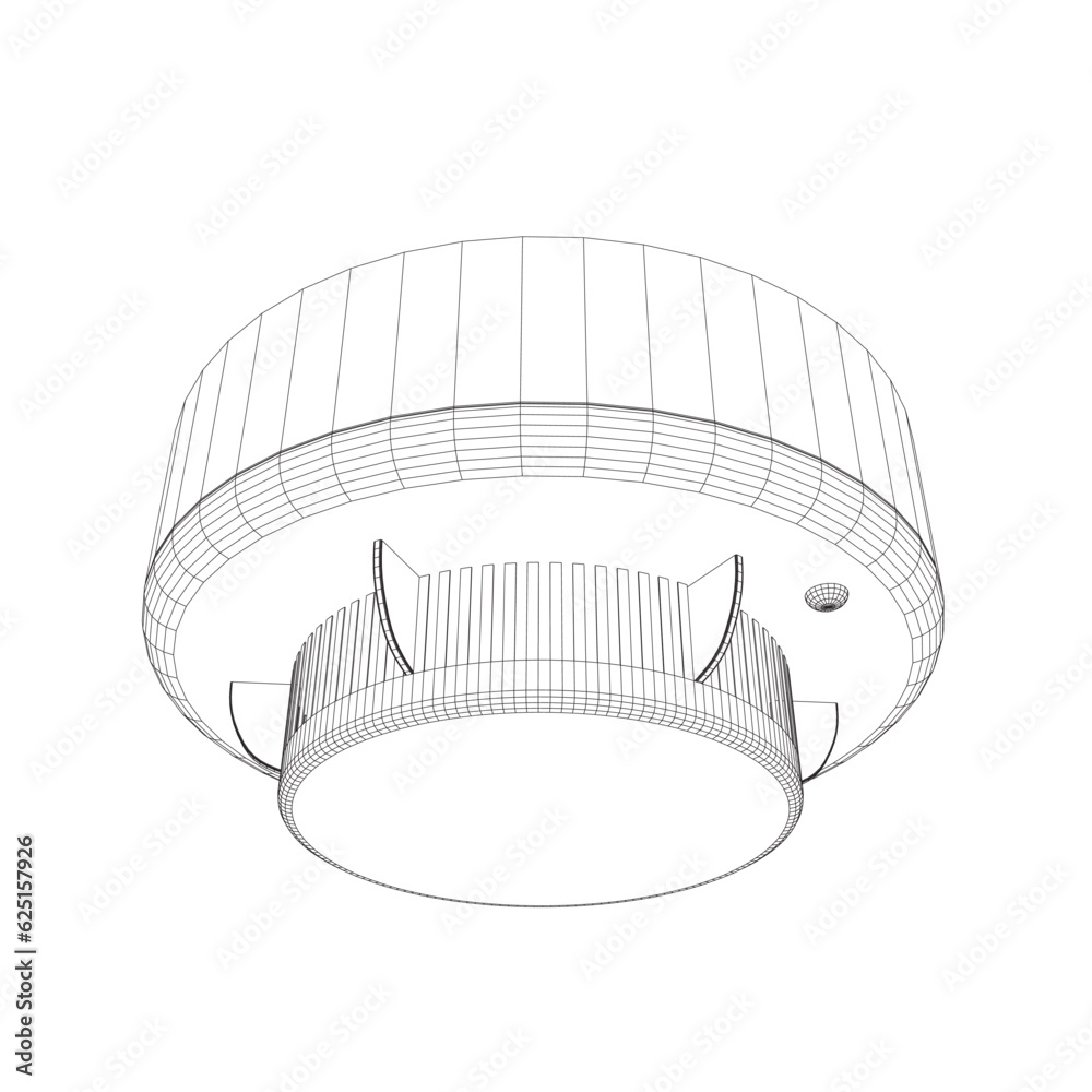 Smoke detector wireframe. Vector fire smoke carbon monoxide detector ...