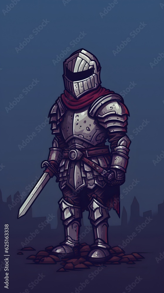Pixel art knight character for RPG game, character in retro style for 8 ...