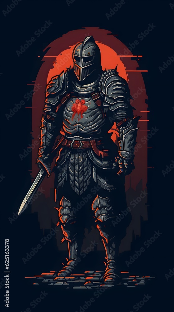 Pixel art knight character for RPG game, character in retro style for 8 ...